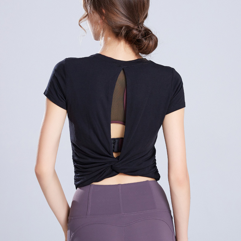Sexy Back Cutout Short Sleeve Sports T-Shirt - Wholesale Women's ...